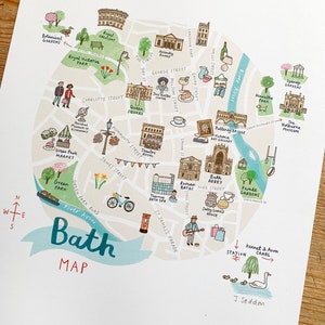 Map of Bath Print | Unframed A4 or A3 - Etsy UK