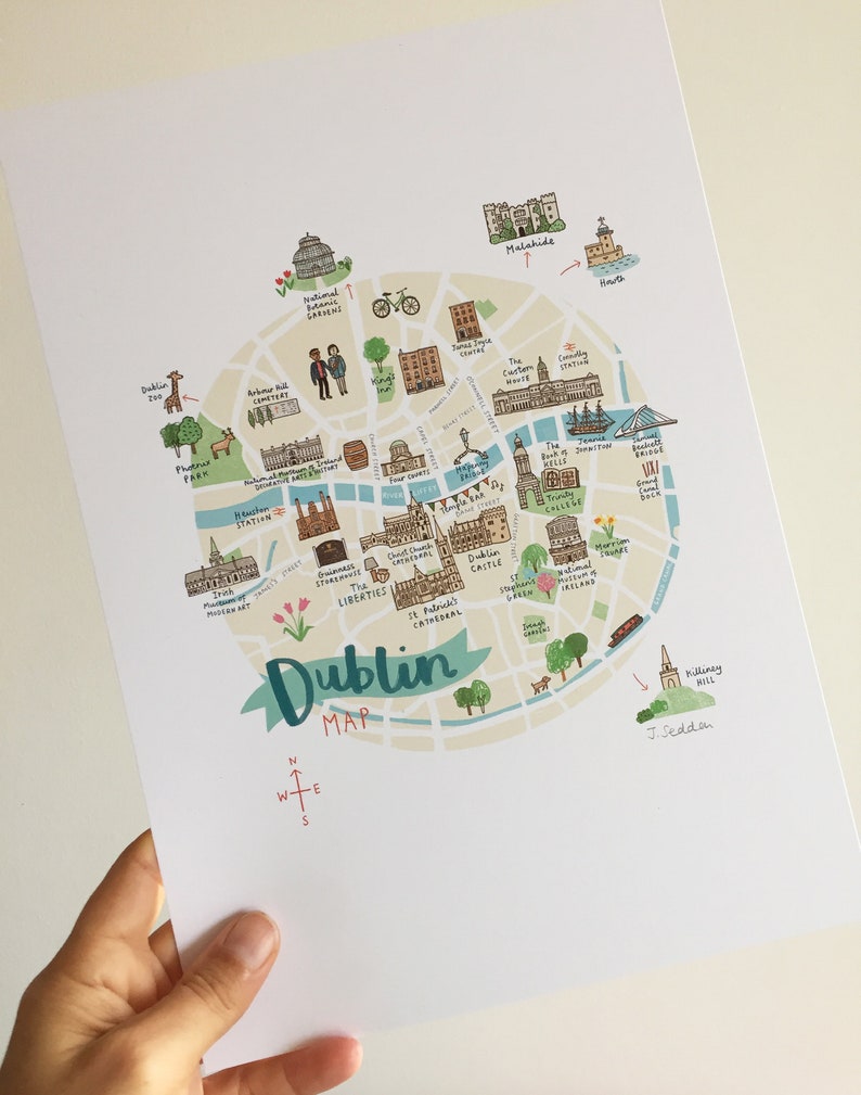 Map of Dublin Print Unframed A4 or A3 - Etsy
