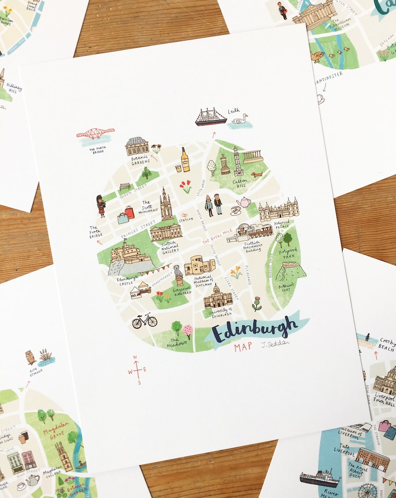 Map of Edinburgh A4 Print - Etsy