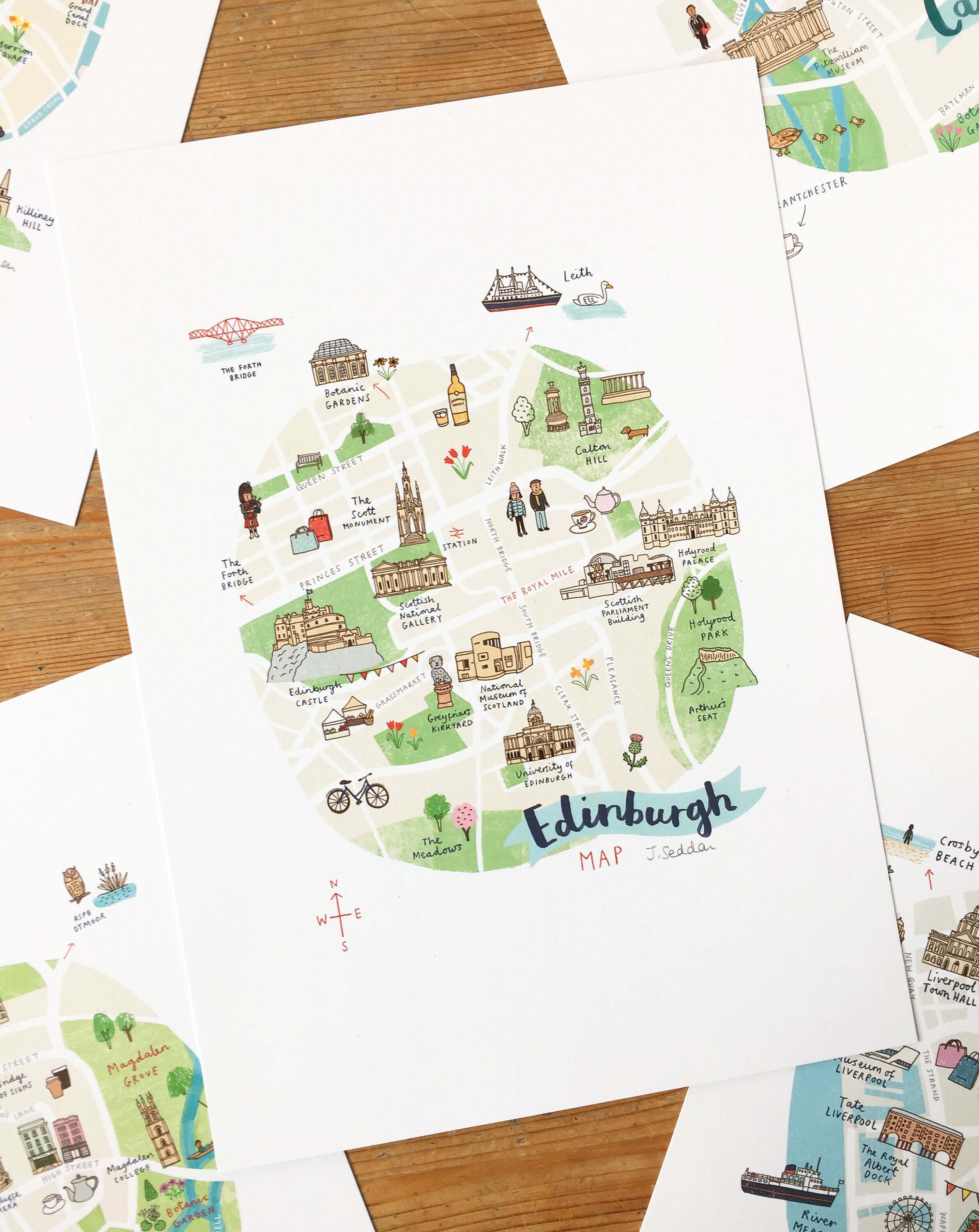 Map of Edinburgh A4 Print - Etsy