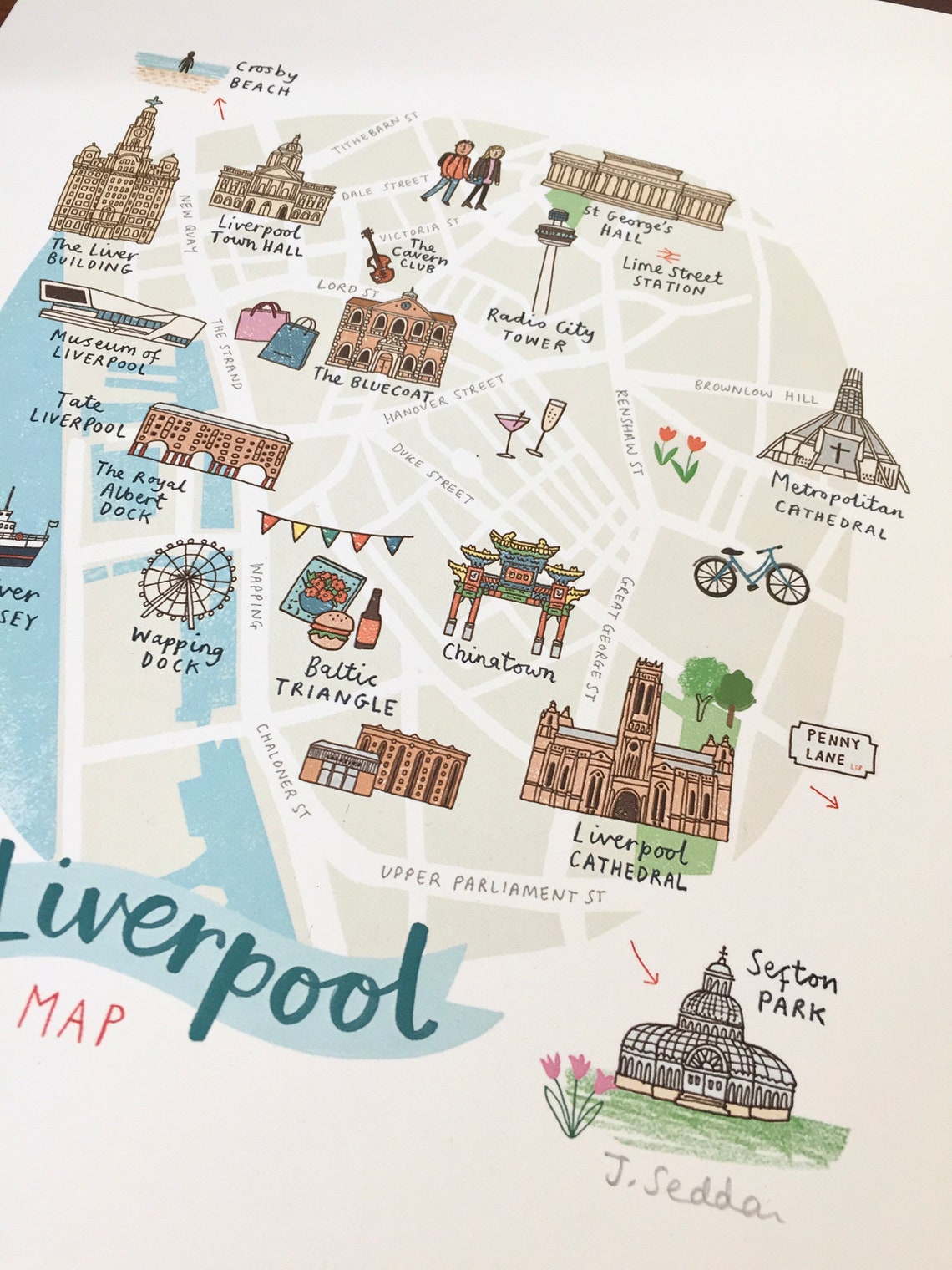 Map of Liverpool Print | Unframed A4 or A3 - Etsy