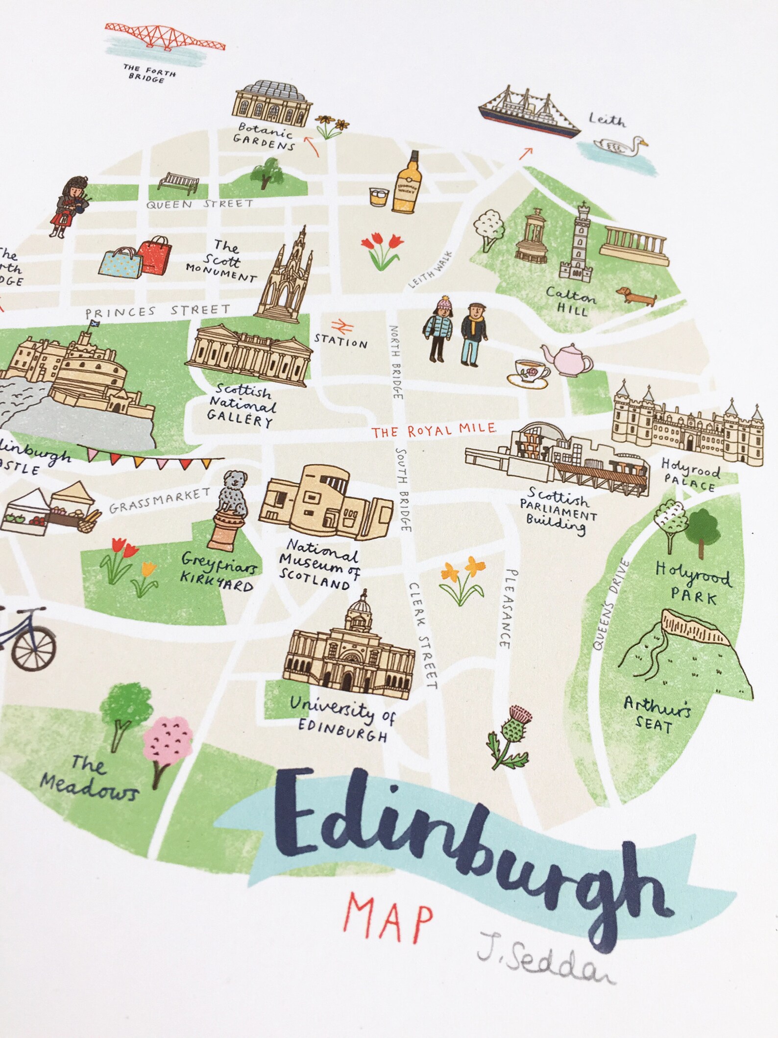 Map of Edinburgh A4 Print - Etsy