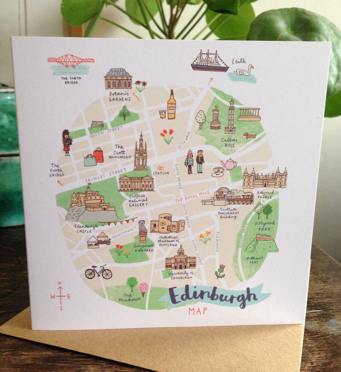 Map of Edinburgh Card - Etsy