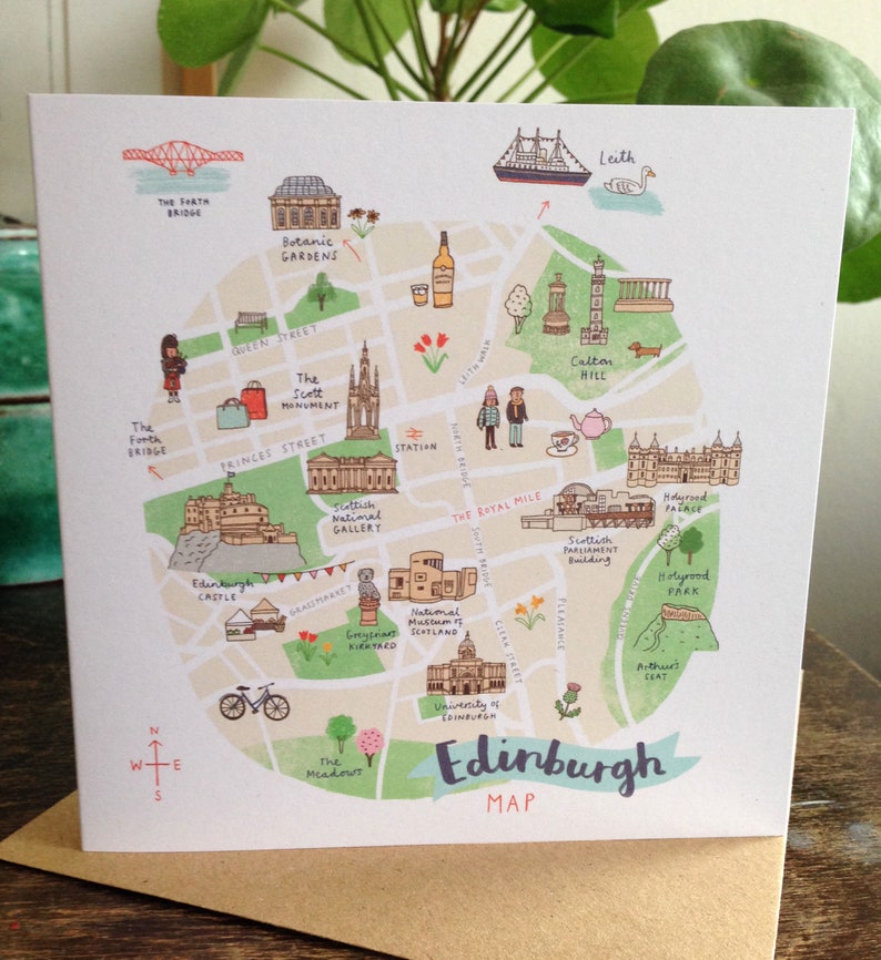 Map of Edinburgh Card - Etsy