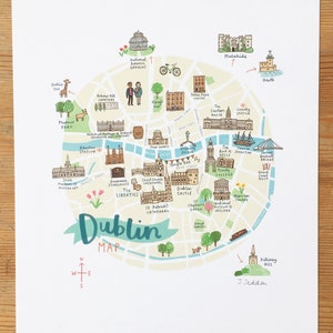 Map of Dublin Print | Unframed A4 or A3 - Etsy UK