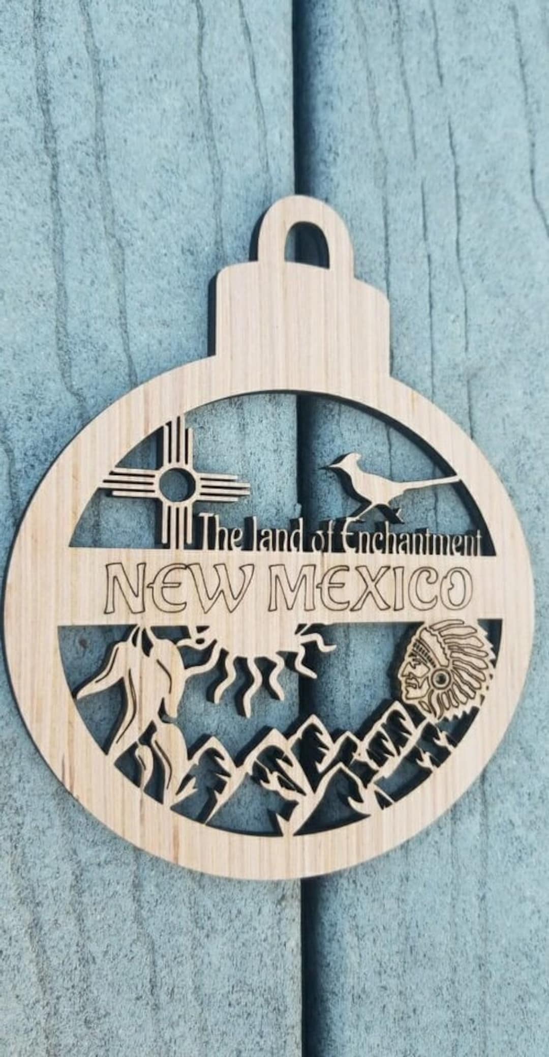 New Mexico Ornament, New Mexico Christmas Ornament, Wood New Mexico ...