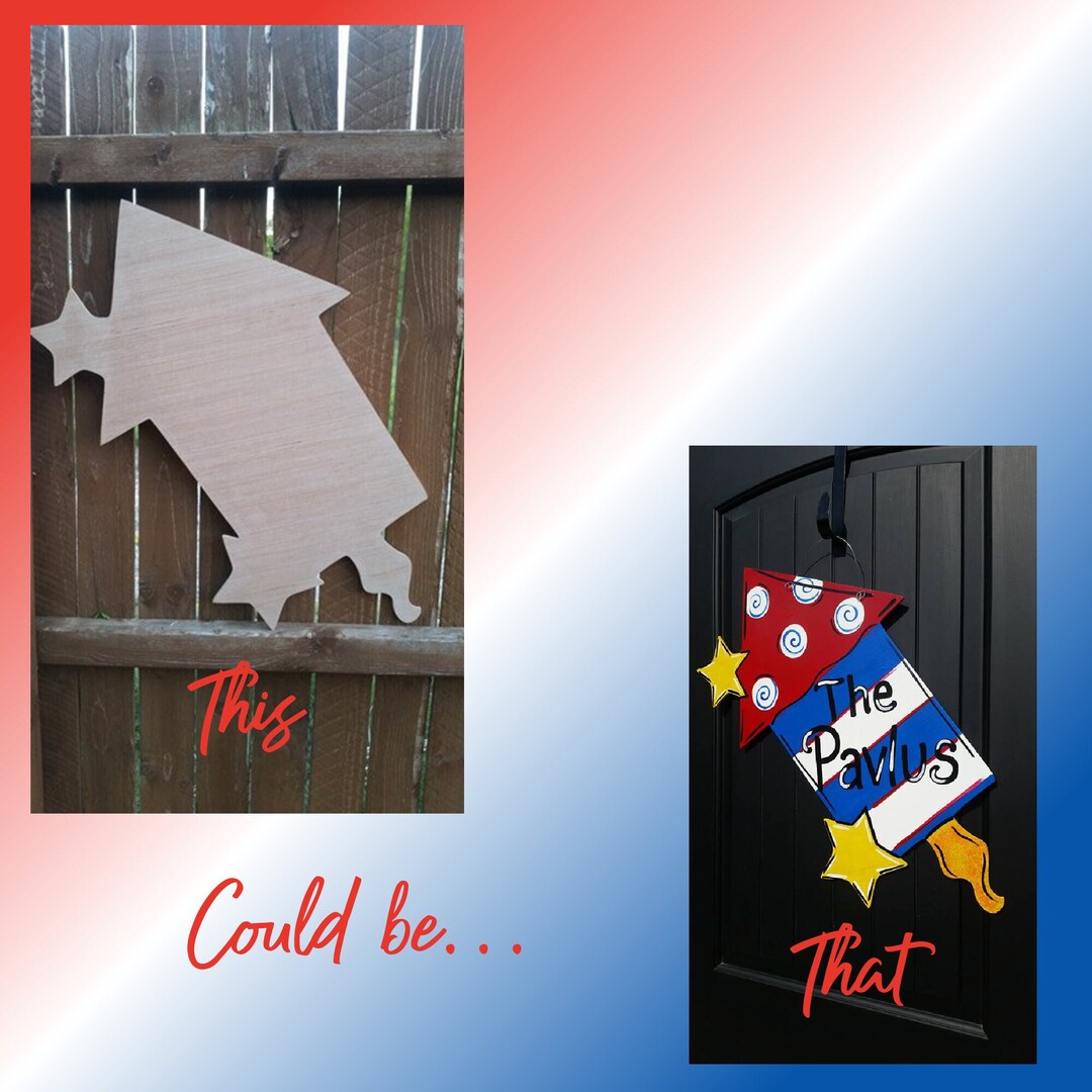 Unfinished Firecracker, Unfinished Wood Shape, Patriotic Door Hanger ...