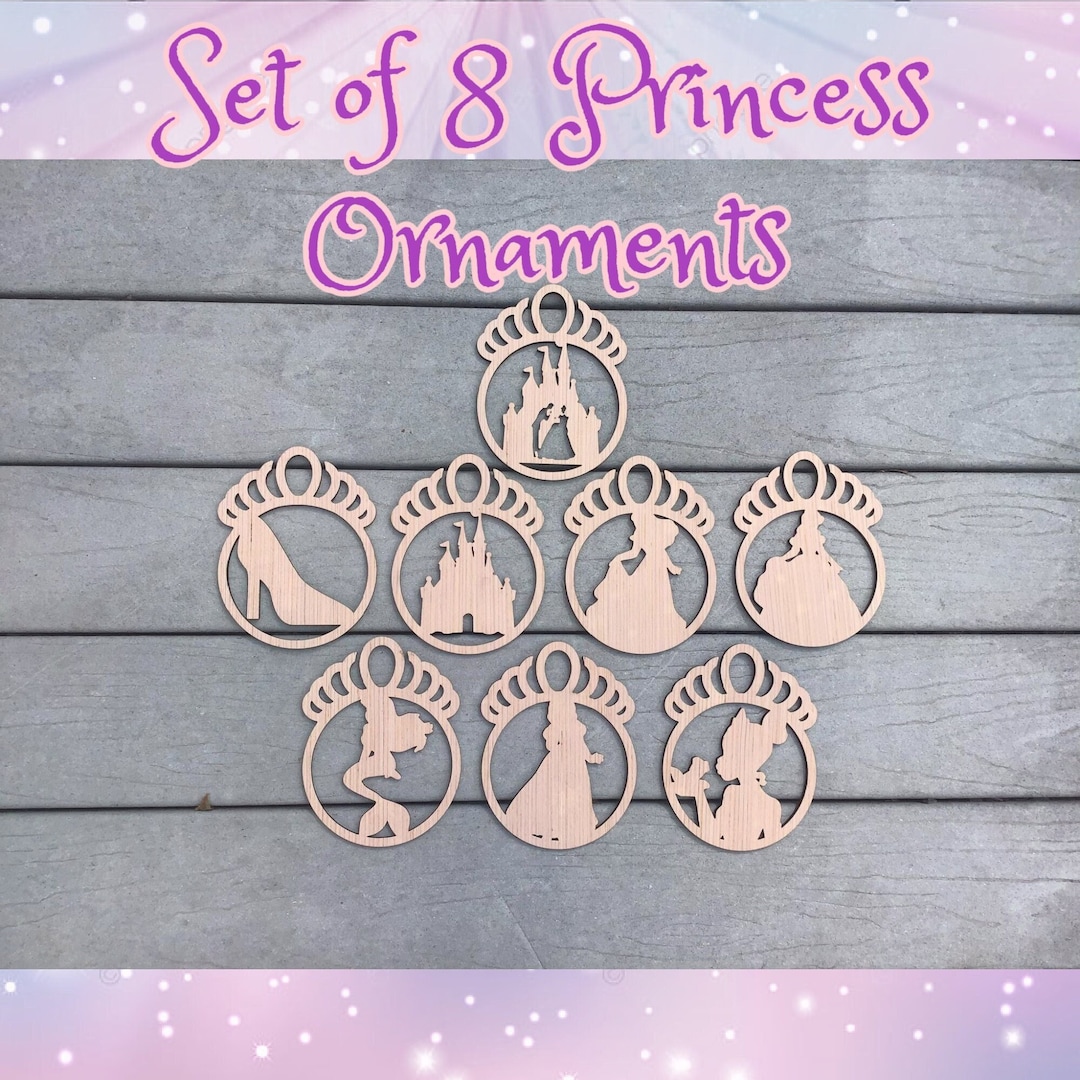 8 Princess Ornaments, 8 Princess Christmas Ornaments, Princess ...