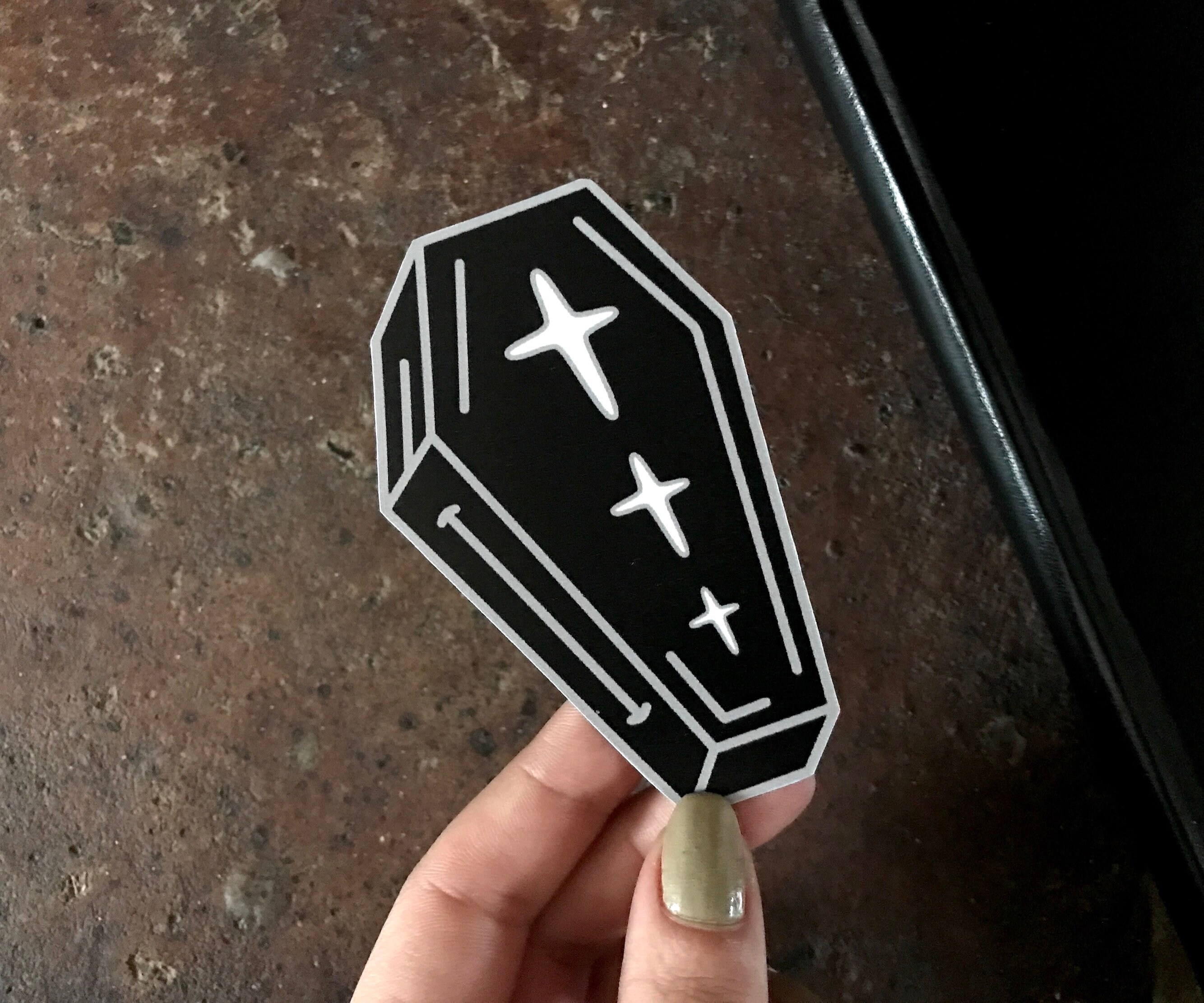 Vinyl Sticker Coffin Sticker Starry Night Coffin Laptop | Etsy