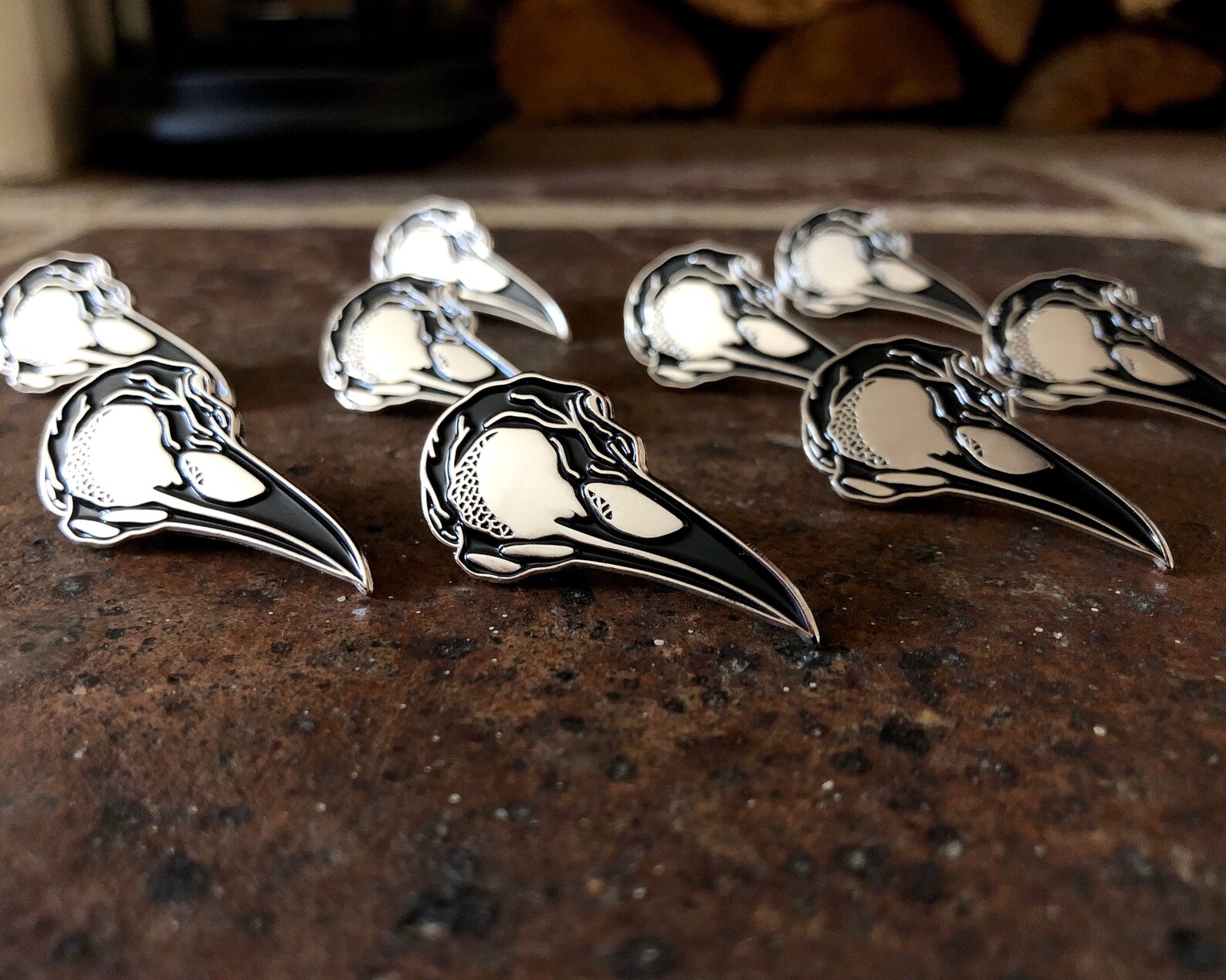 Crow Pin Badge, Black Crow Skull Pin, Soft Enamel Pin, Skull Pin ...