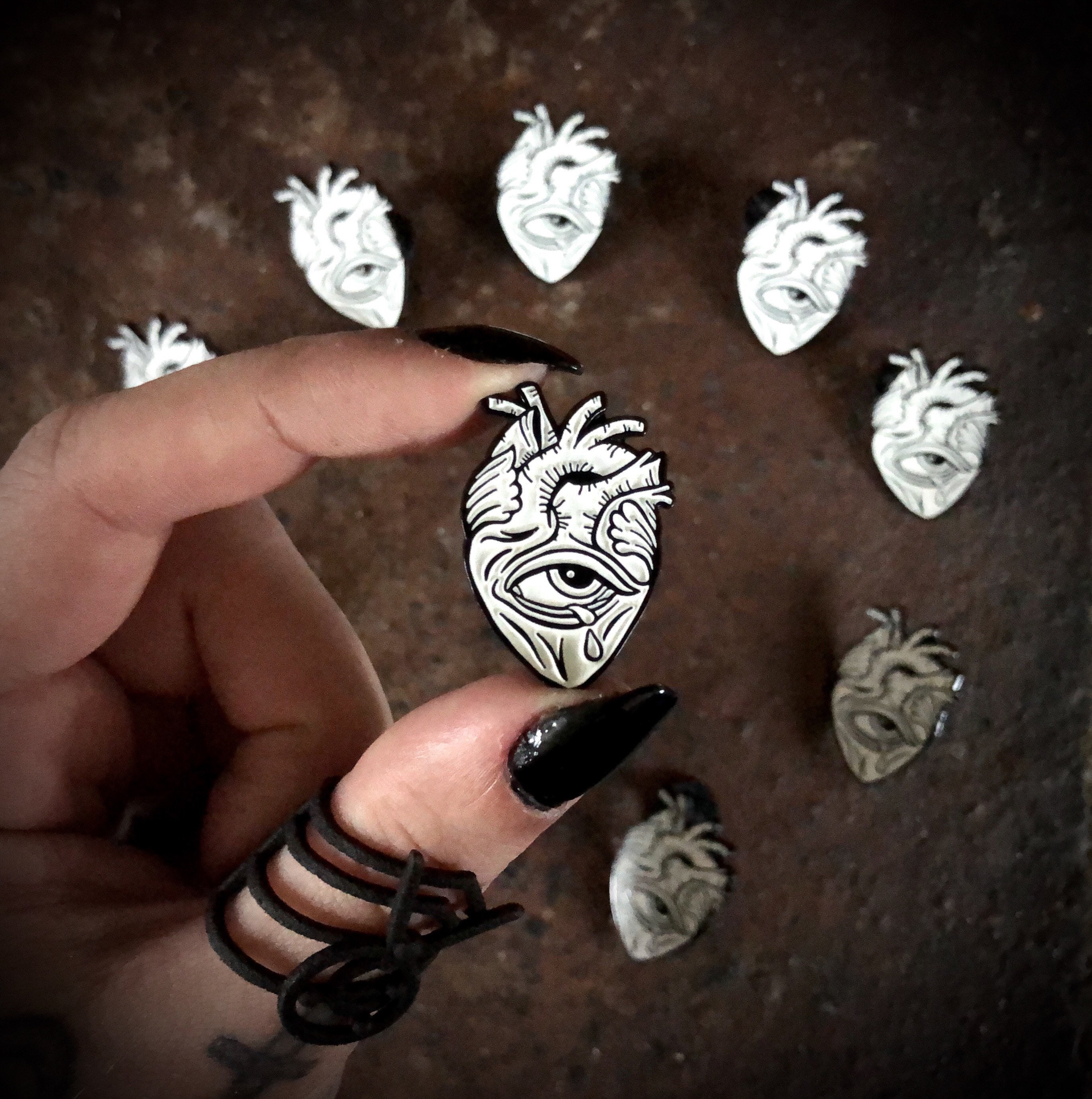 Glow in the Dark Pin, Anatomical Heart Pin, Soft Enamel Pin, Heart Pin ...