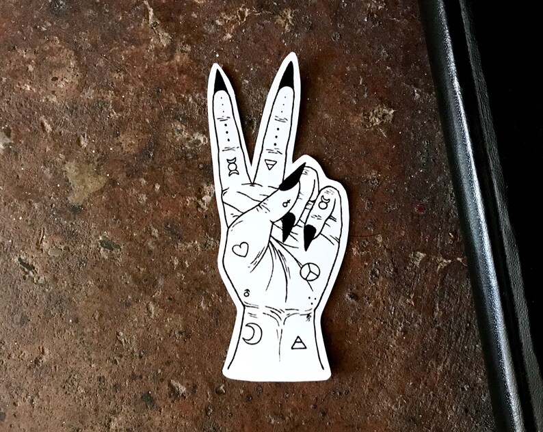 Vinyl Sticker Peace Hand Sticker Laptop Stickers Tattooed - Etsy