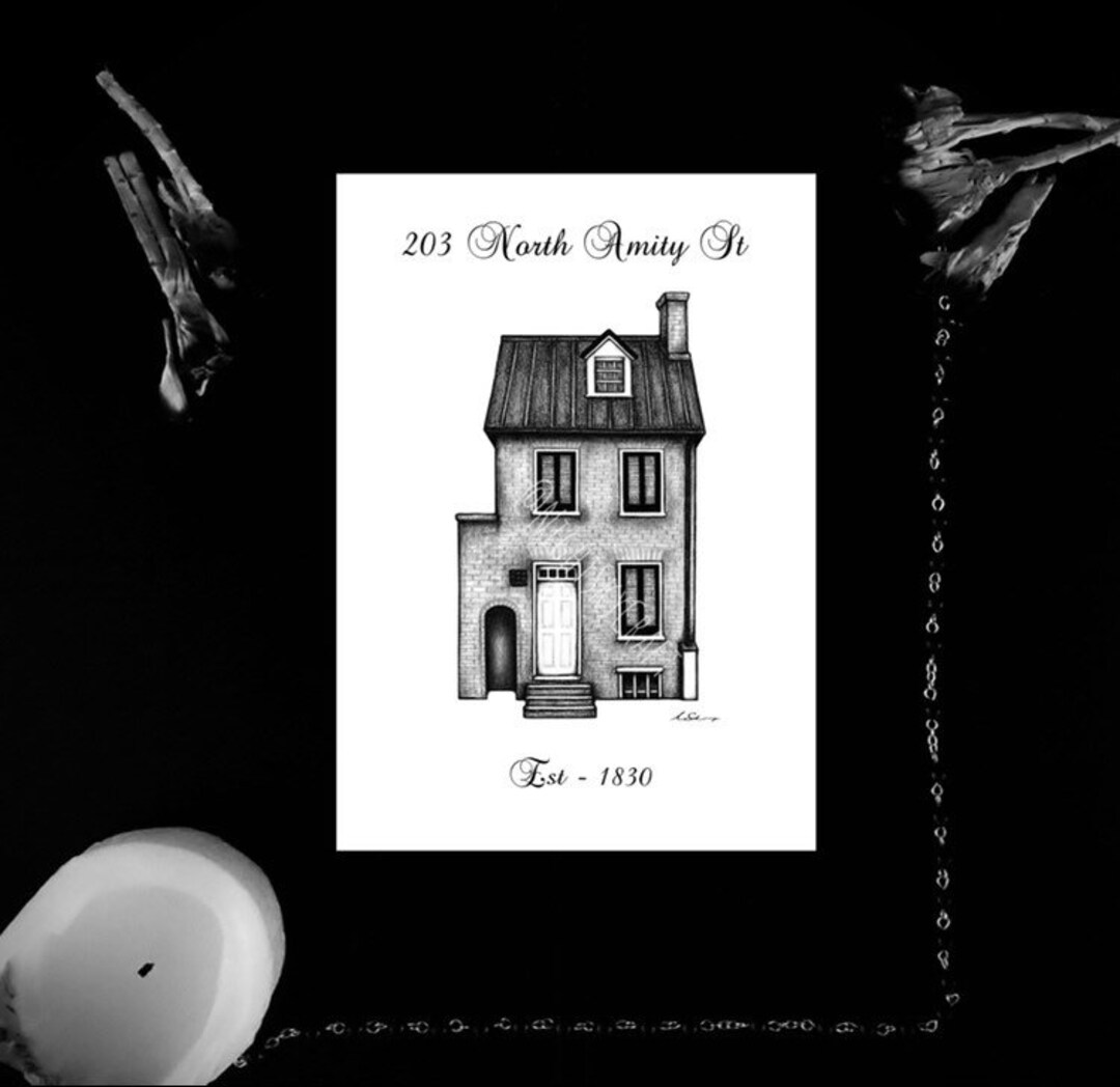 203 N. Amity St, Edgar Allan Poe House, B&W Print, Pencil Sketch Print ...