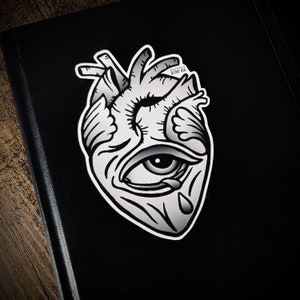 Anatomical Crying Heart Vinyl Sticker, Shaded Heart Tattoo, Vinyl ...
