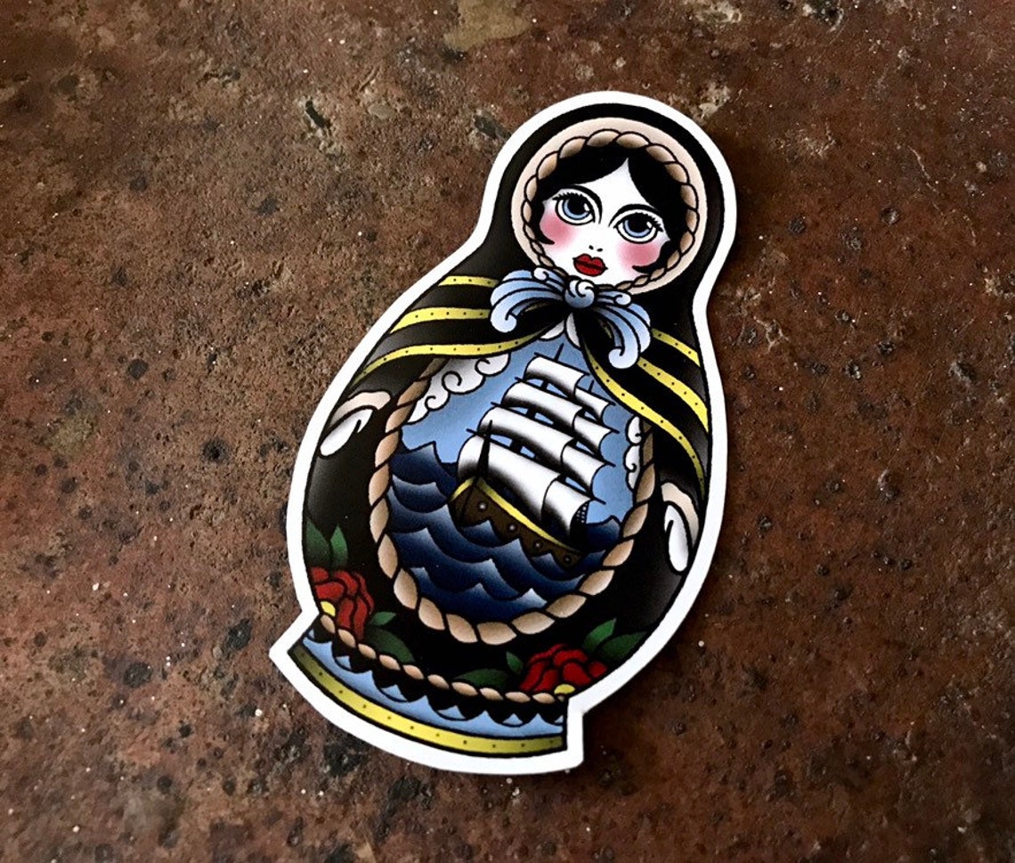 Vinyl Sticker Russian Doll Sticker Traditional Tattoo - Etsy UK
