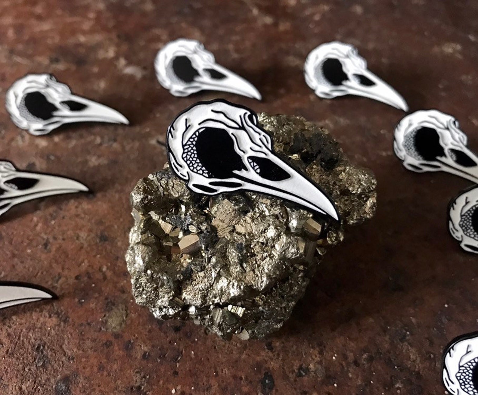 Glow in the Dark Pin, Crow Skull Pin, Soft Enamel Pin, Skull Pin, Glow ...