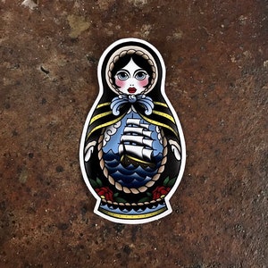 Vinyl Sticker, Russian Doll Sticker, Traditional Tattoo Sticker, Laptop ...