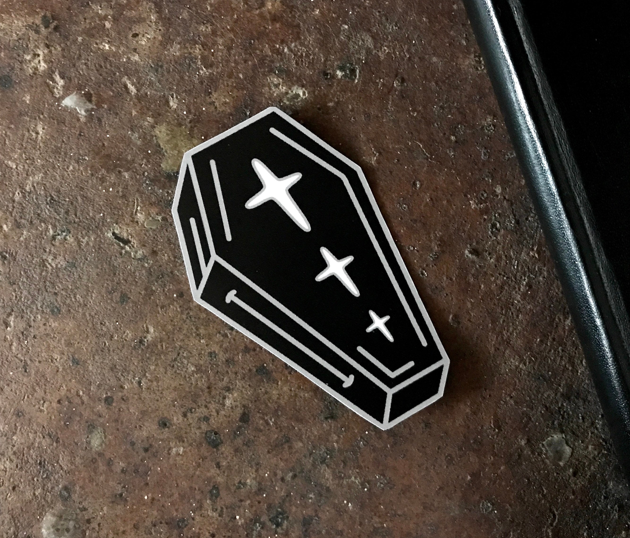 Vinyl Sticker Coffin Sticker Starry Night Coffin Laptop | Etsy