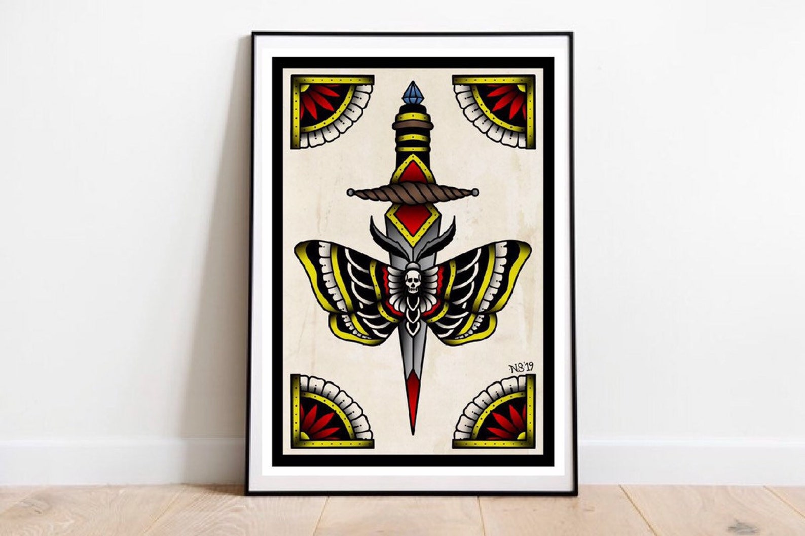 Death Moth Tattoo Print Moth Dagger Print Tattoo Print | Etsy