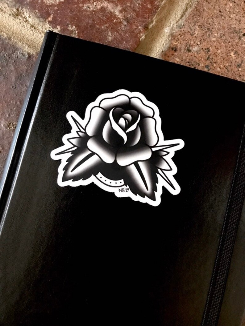 Vinyl Sticker Rose Tattoo Sticker Rose & Thorns Sticker - Etsy