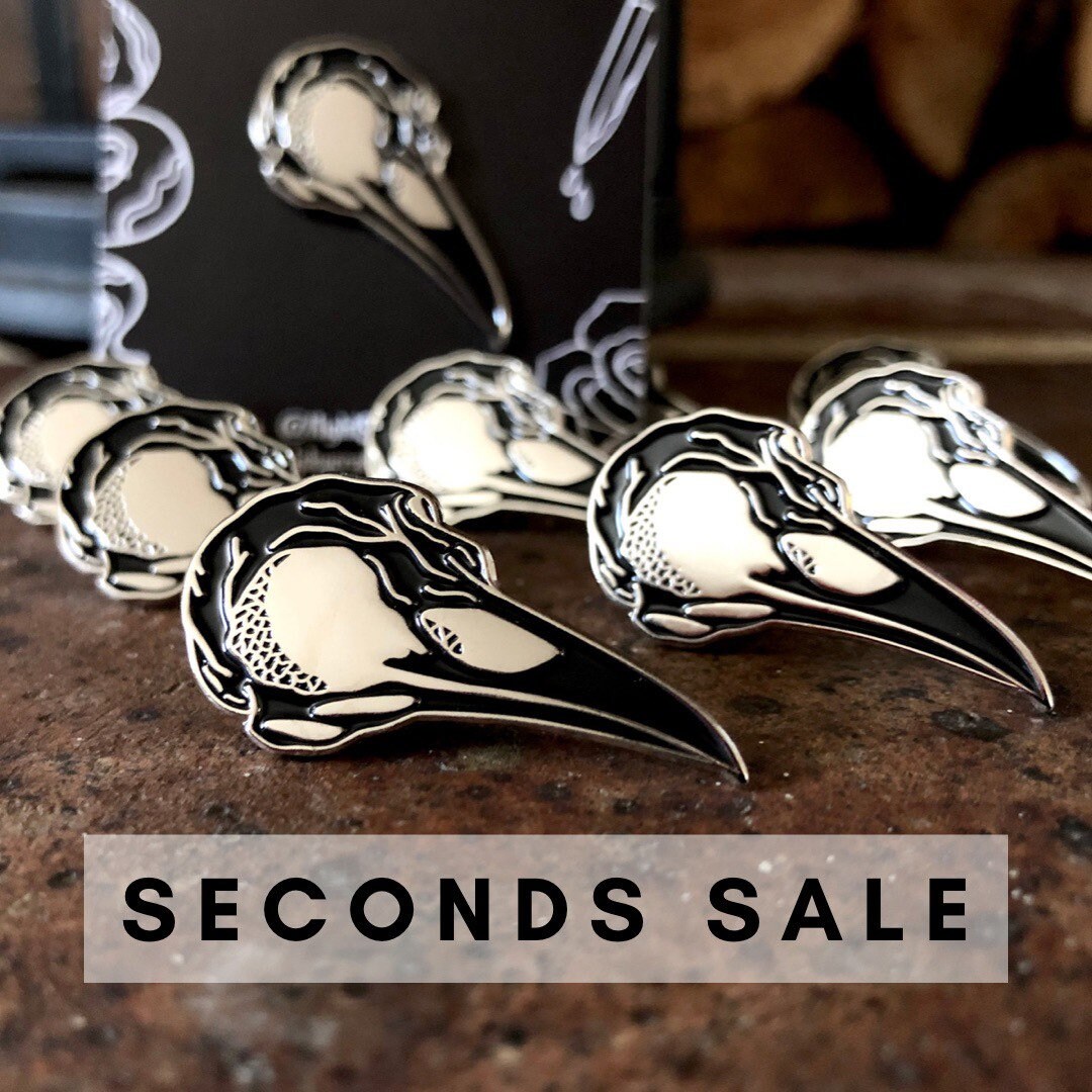 Seconds Sale, Crow Pin Badge, Black Crow Skull Pin, Soft Enamel Pin ...