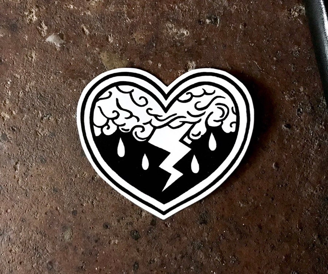 Vinyl Sticker, Stormy Heart Sticker, Tattoo Heart Sticker, Laptop ...