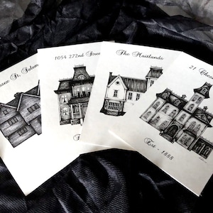 21 Chester Place, Addams Family Mansion, B&W Print, Pencil Sketch Print ...