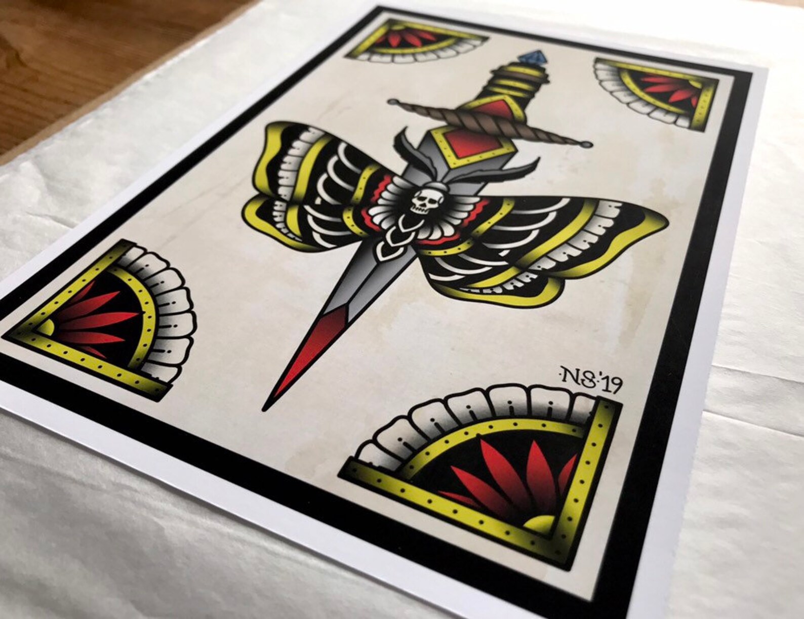 Death Moth Tattoo Print Moth Dagger Print Tattoo Print - Etsy