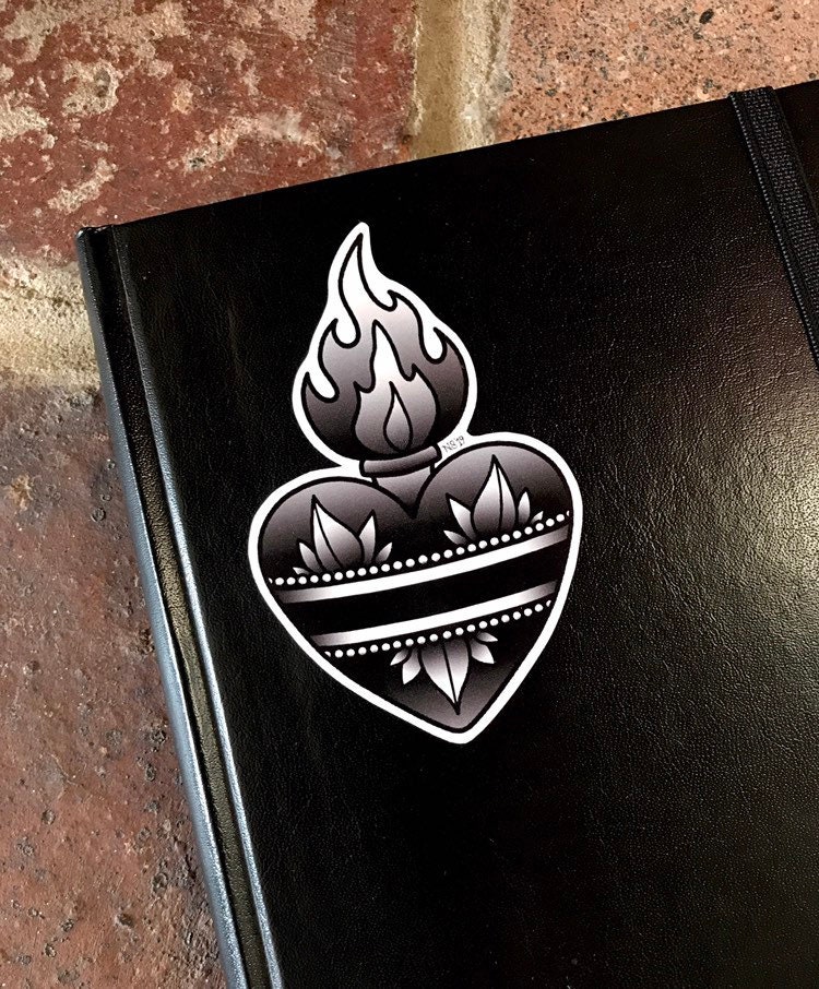 Vinyl Sticker Sacred Heart Sticker B&W Sacred Heart - Etsy UK