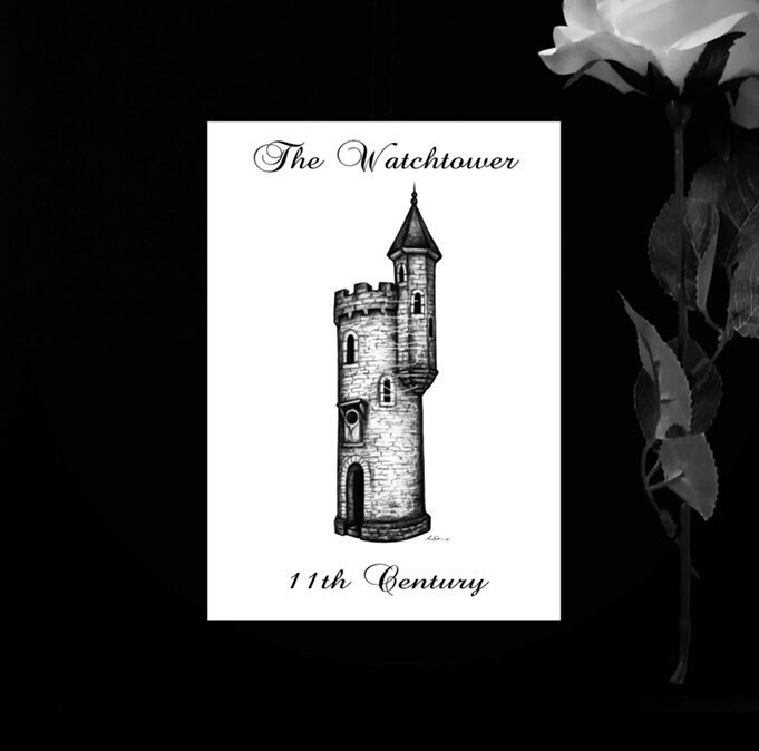 The Watchtower Historical Drawings B&W Print Pencil Sketch - Etsy