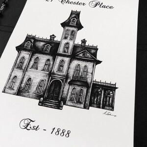 21 Chester Place, Addams Family Mansion, B&W Print, Pencil Sketch Print ...