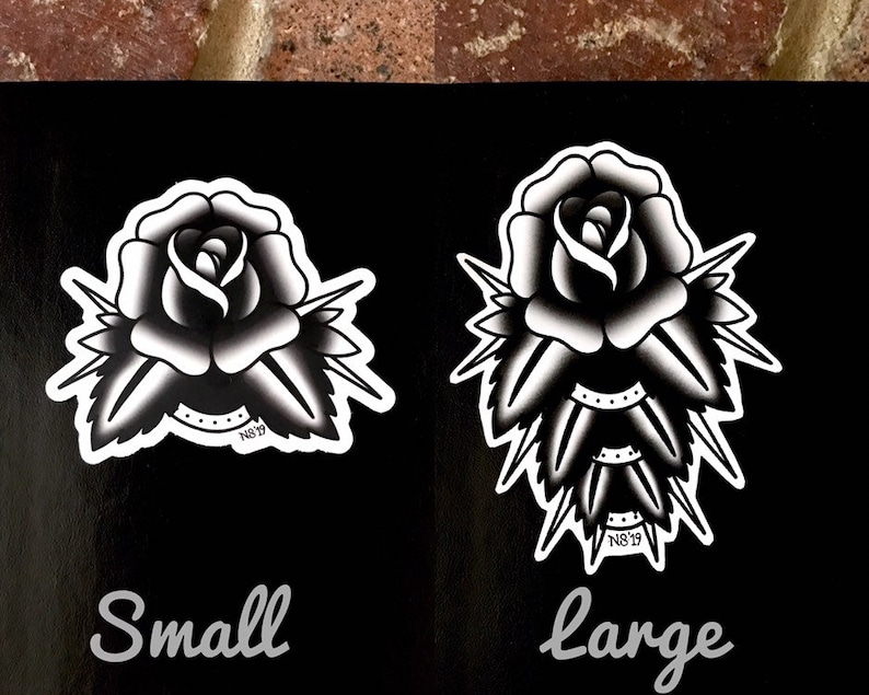 Vinyl Sticker Rose Tattoo Sticker Rose & Thorns Sticker - Etsy