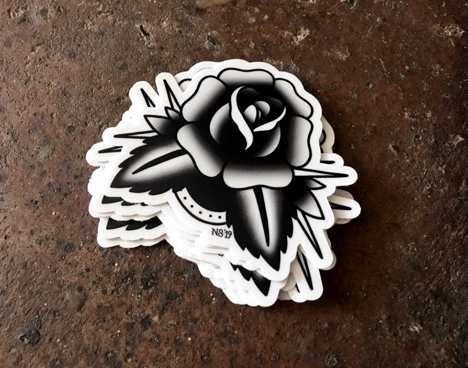 Vinyl Sticker Rose Tattoo Sticker Rose & Thorns Sticker | Etsy