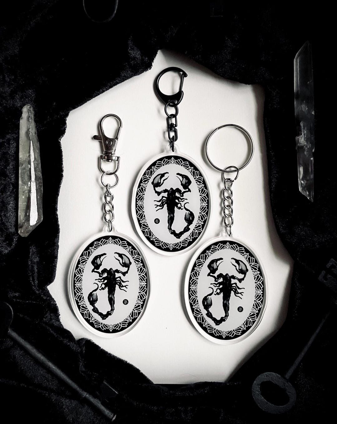 My Little Scorpion Keyring, Oval Keyring, Gothic Keyring, Acrylic Keyring, Large Keychain ...