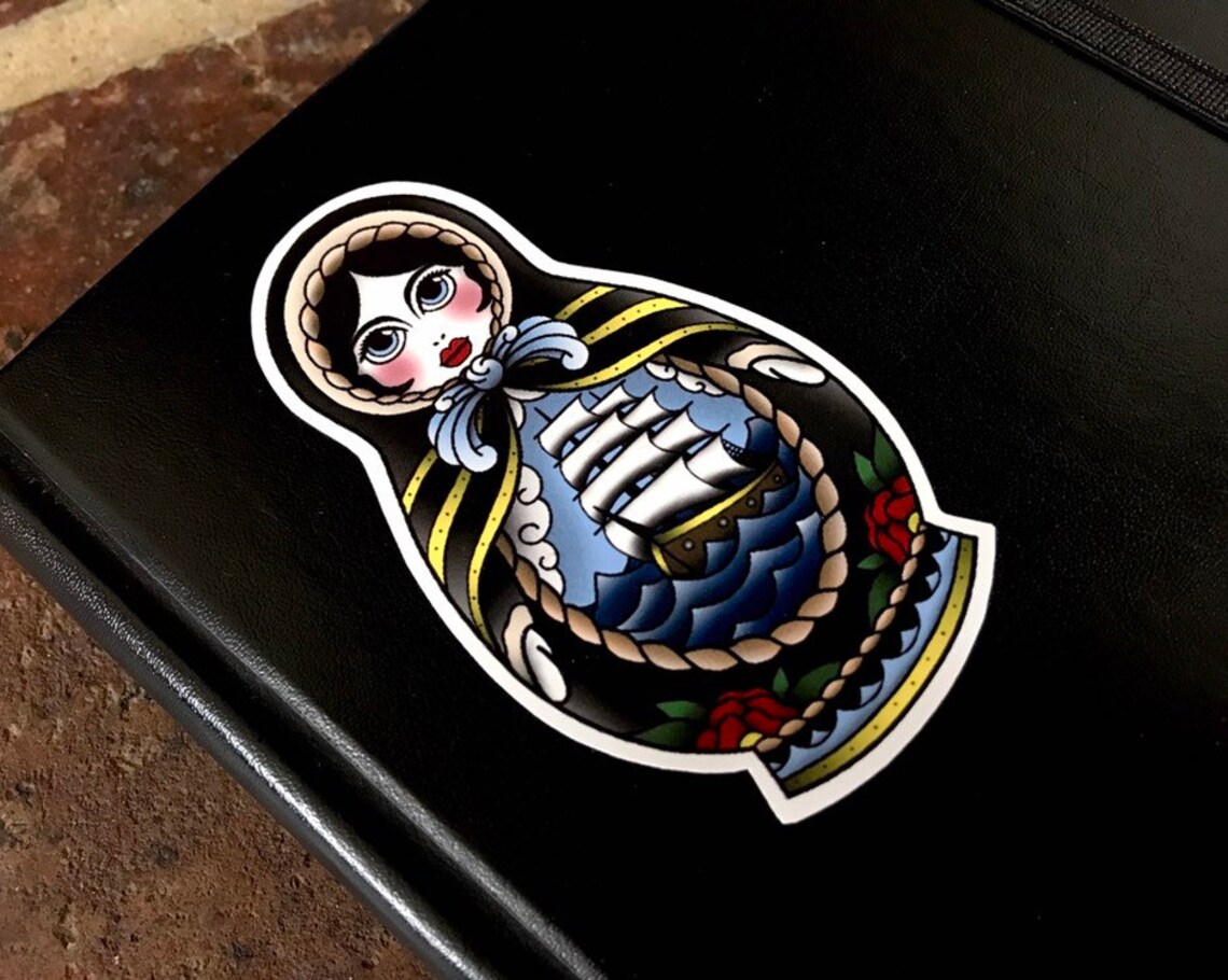 Vinyl Sticker Russian Doll Sticker Traditional Tattoo - Etsy UK