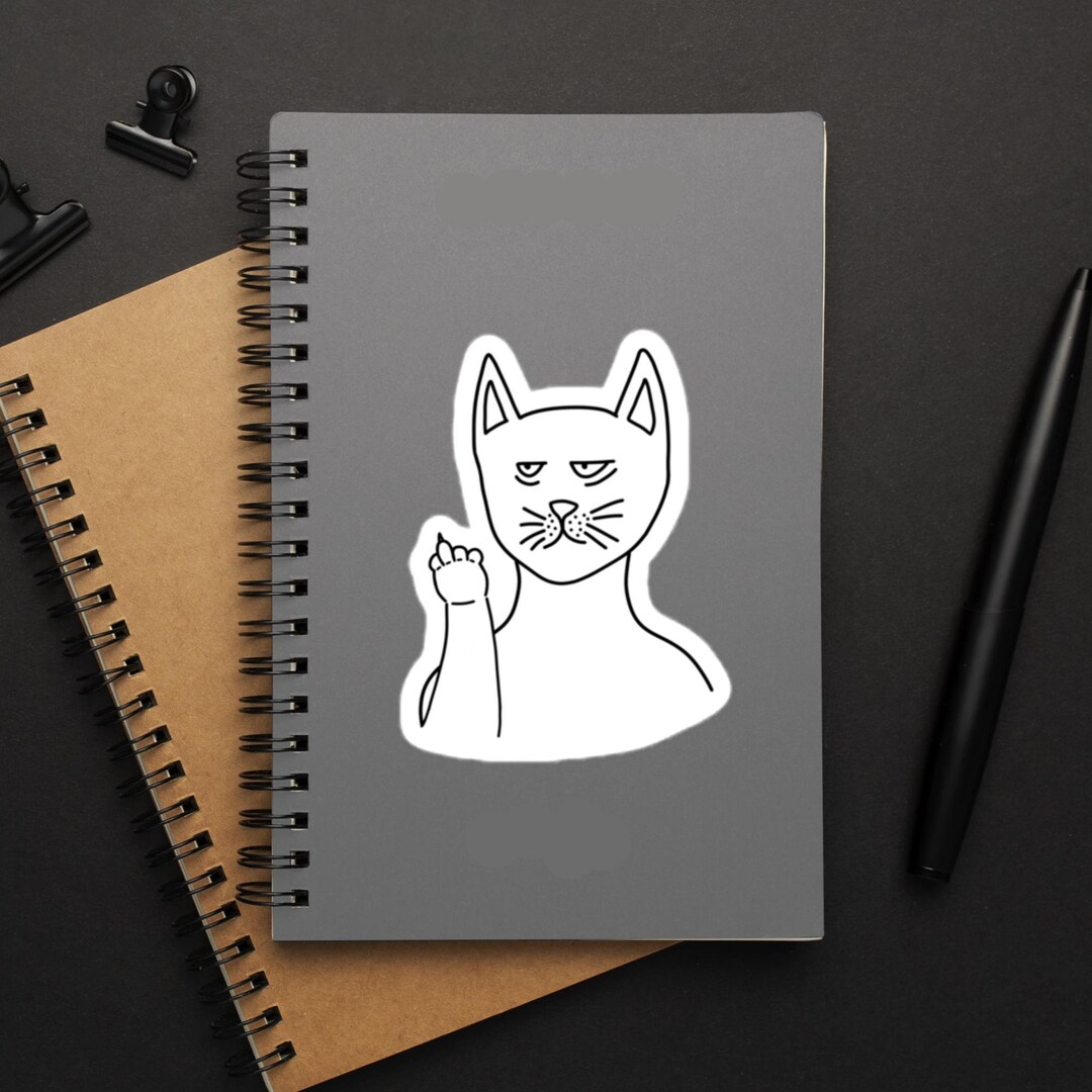 Tired Cat Swearing Vinyl Sticker Cat Stickers Diary - Etsy