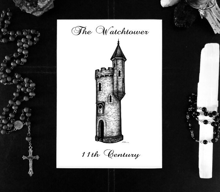 The Watchtower Historical Drawings B&W Print Pencil Sketch - Etsy