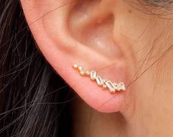 Star Ear Crawler Earrings 925 Sterling Silver Ear Climbers | Etsy