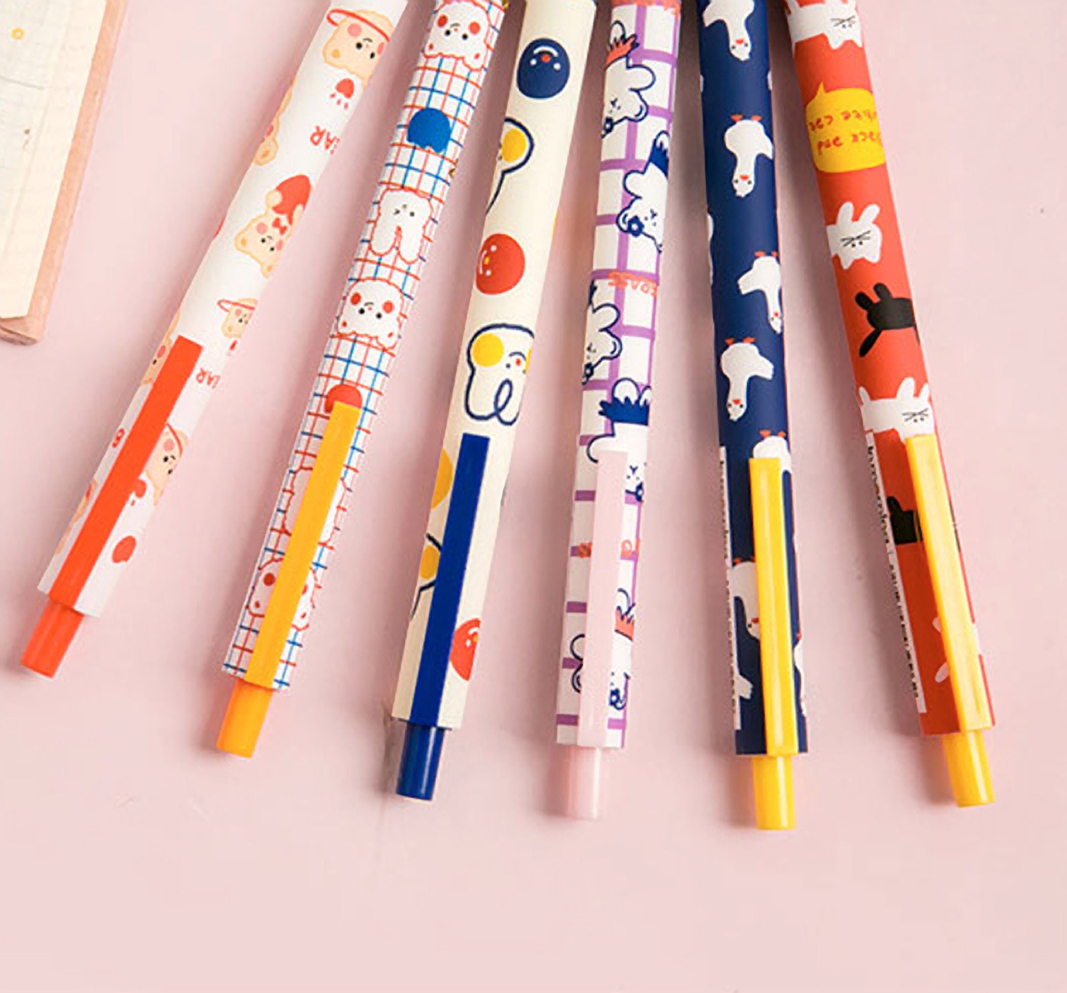 Kawaii animals gel pen sets Cute fruit pens set of 6 School | Etsy