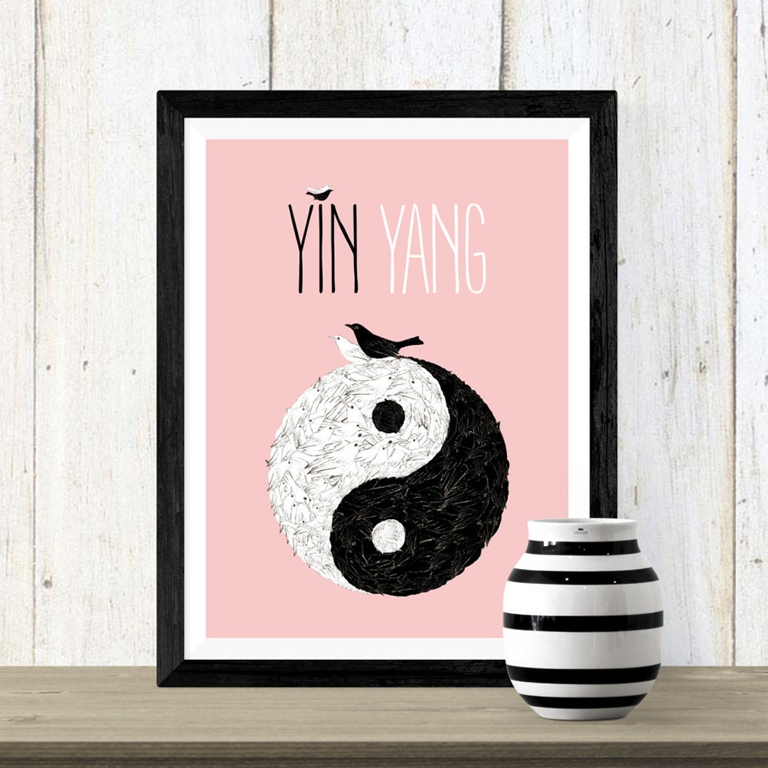 Yin Yang Birds Art Print Featuring Hundreds of Black and White Bird ...