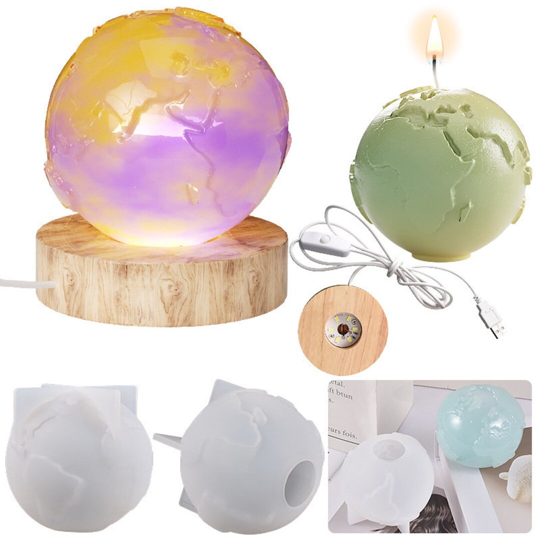 80mm / 3inch 3D Earth Design Resin Silicone Mold, for Making Candle ...