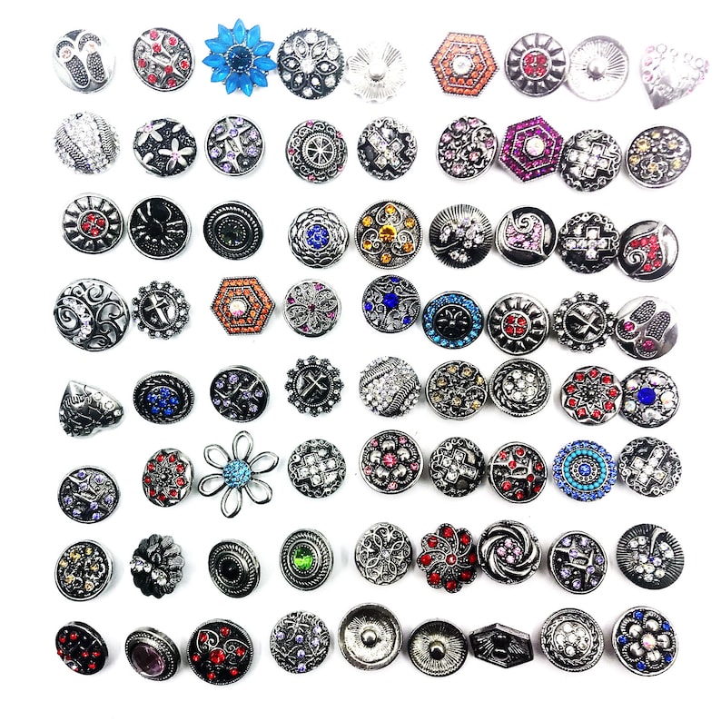 18-20mm Rhinestones Antique silver Color Snaps | Etsy