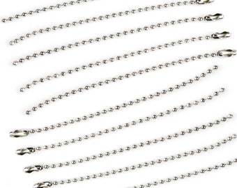 Set of 20/50pcs 4.5 Inch White Ball Chain,2.3mm Ball Keychain, Hang Tag ...