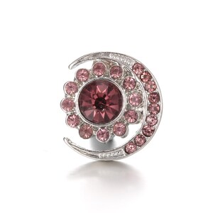 Pack of 6 Colorful Rhinestones Moon Shape Snaps Charms for Snap Jewelry ...