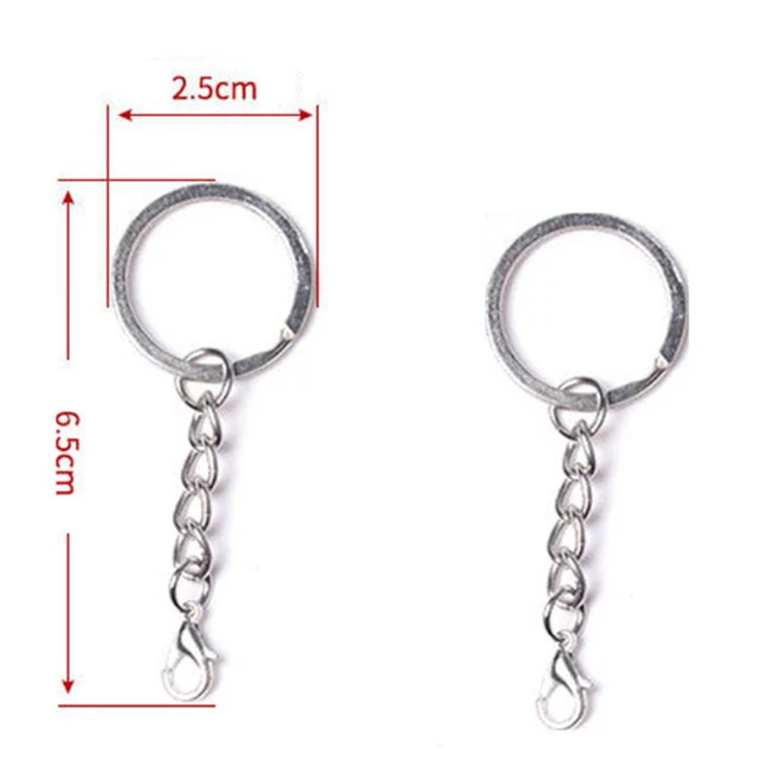Pack of 50 Alloy Keychains Ring Set With Chains and Lobster Clasp-diy ...