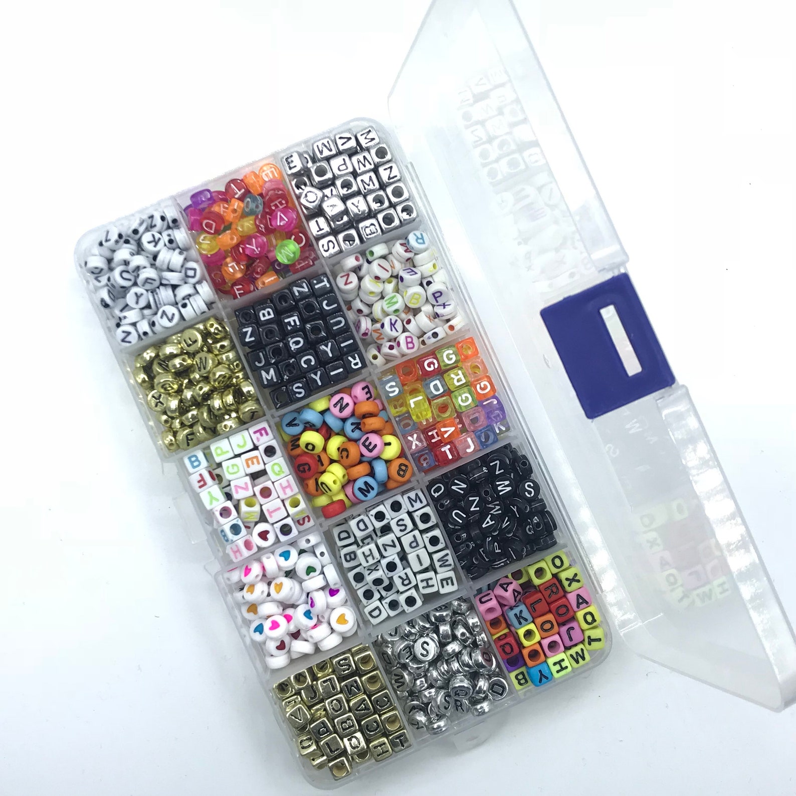 Approx 1100pcs 15 Styles Letter Beads Colorful Alphabet Beads for ...