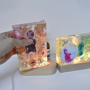 Cuboid Photo Frame Silicone Mold and LED Wood Base-for Night Light ...