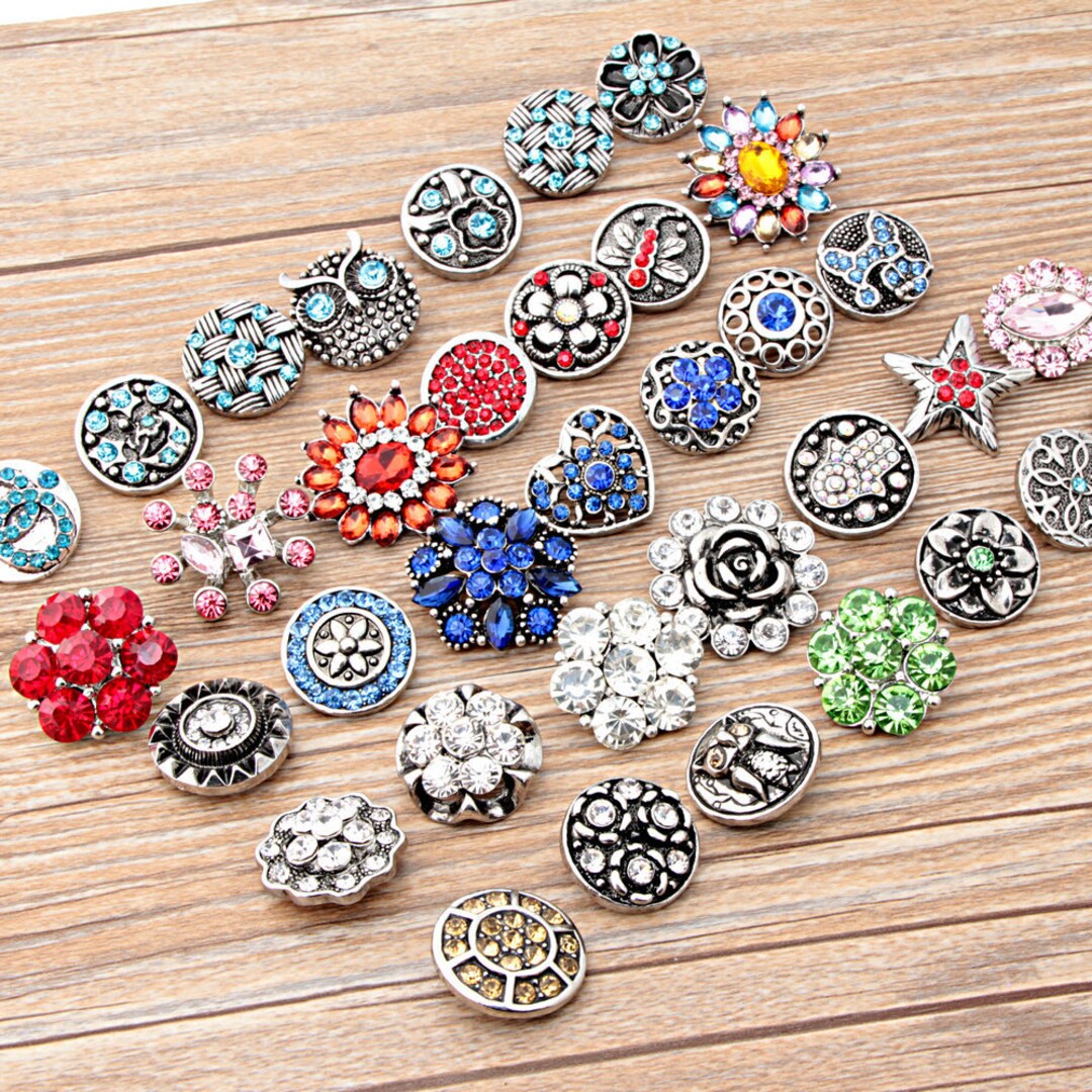18mm Rhinestones Snaps Charms Interchangeable Snaps for DIY Noosa ...