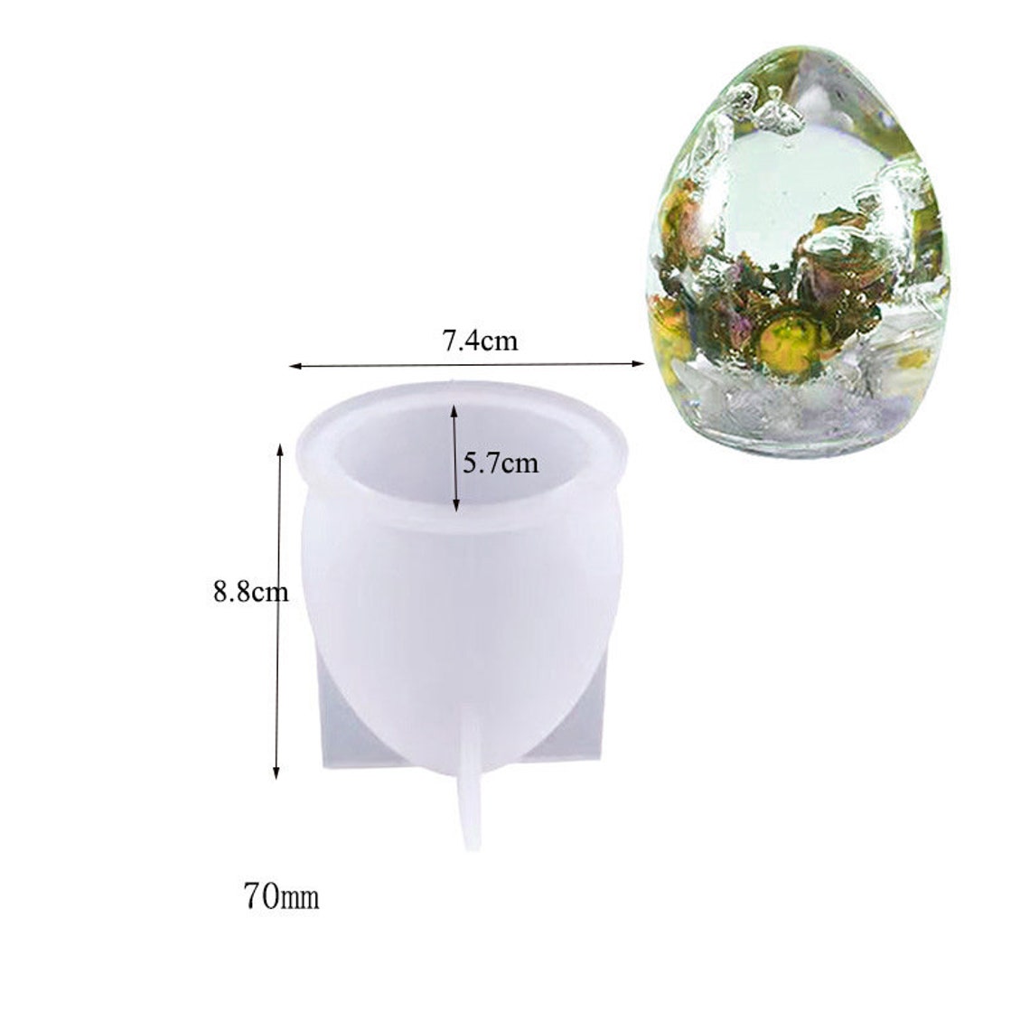 50mm /60mm/70mm Egg Shape Silicone Mold / Mould DIY Resin Decorative ...