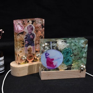 Cuboid Photo Frame Silicone Mold and LED Wood Base-for Night Light ...
